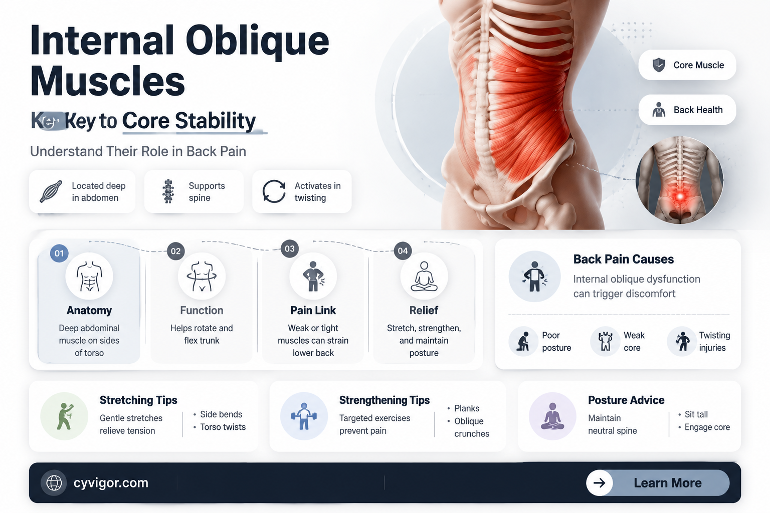 Internal Oblique Muscles And Their Role In Back Pain Explained | CyVigor